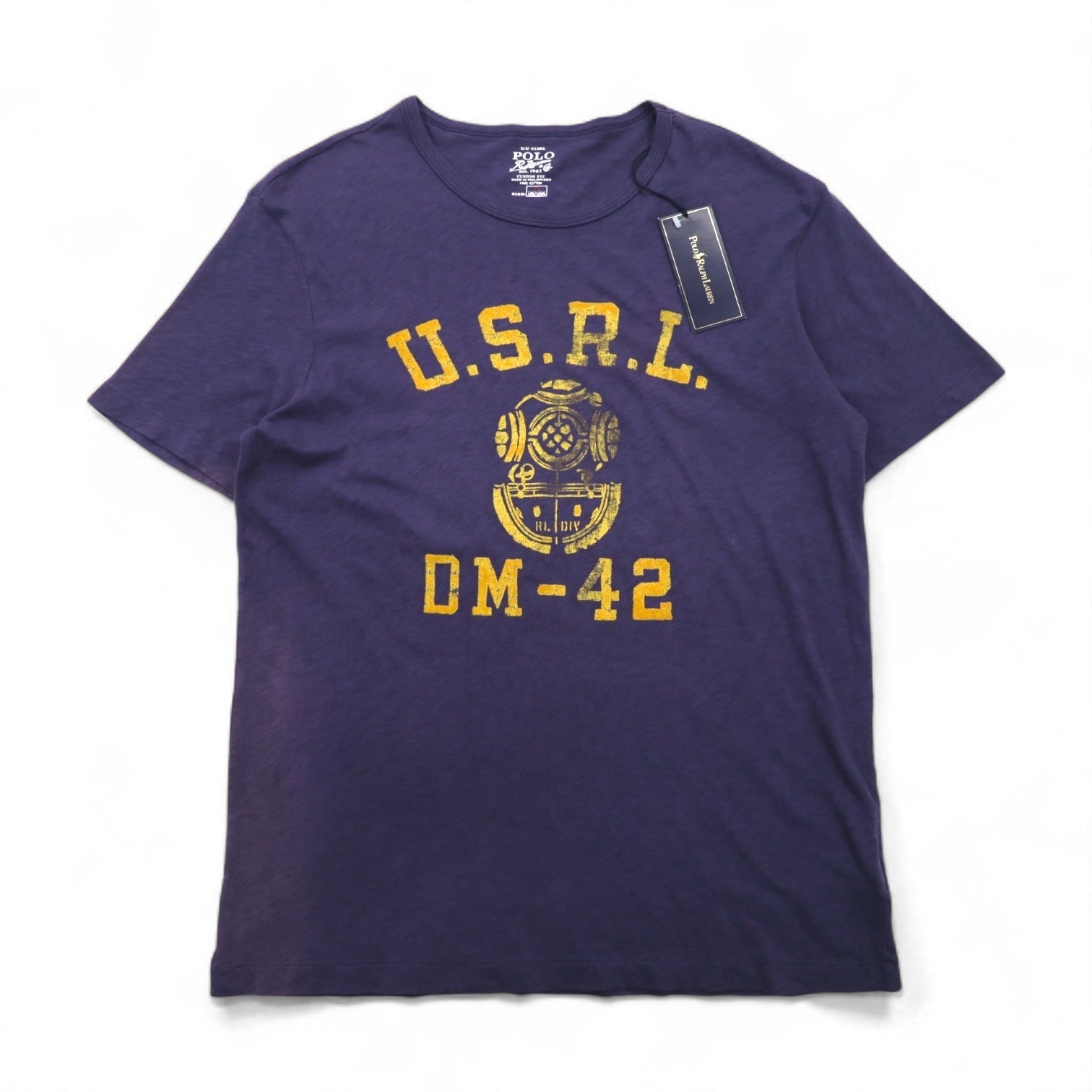 POLO RALPH LAUREN Vintage USRL Logo Print T-Shirt XL Navy Cotton DM-42 ...