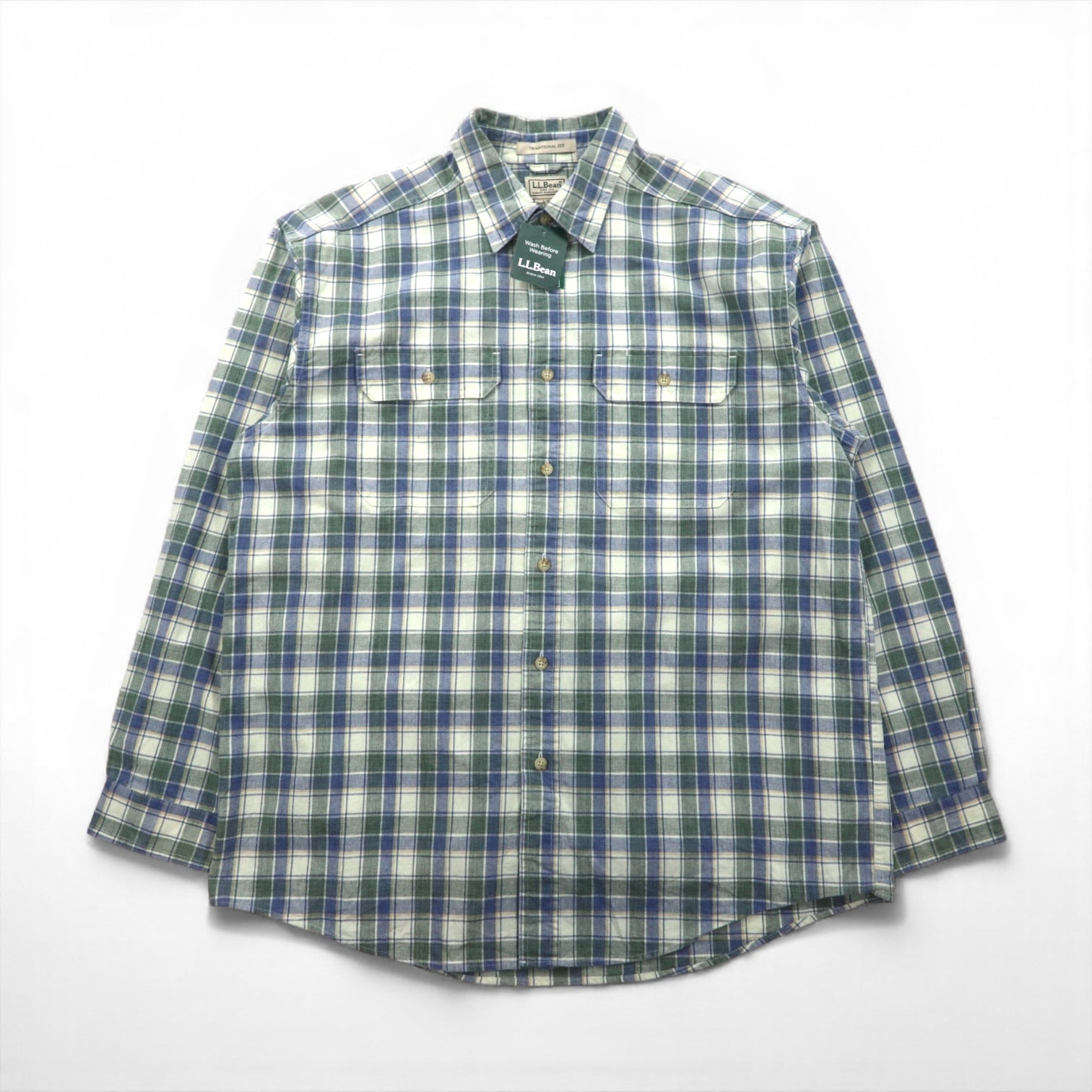 LLBean Sunwash Canvas Flannel Shirt, Large, Checked, Traditional Fit ...