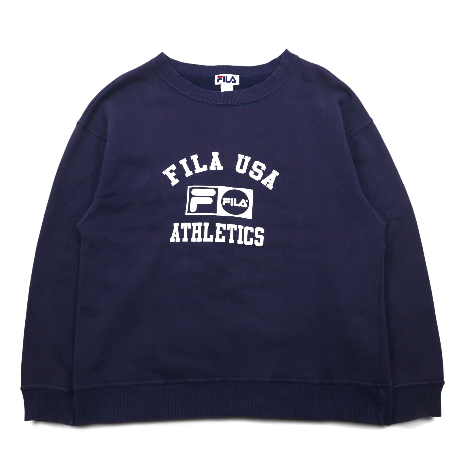FILA Canada Made 90's College Logo Sweatshirt L Navy Cotton Print – 日本然リトテ