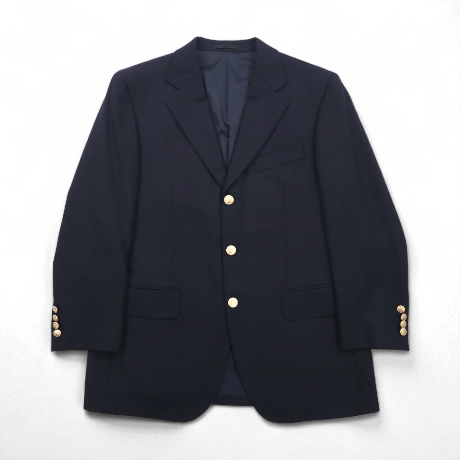 BURBERRY Cashmere Blend 3B Tailored Jacket Navy Blue Wool Gold Buttons ...