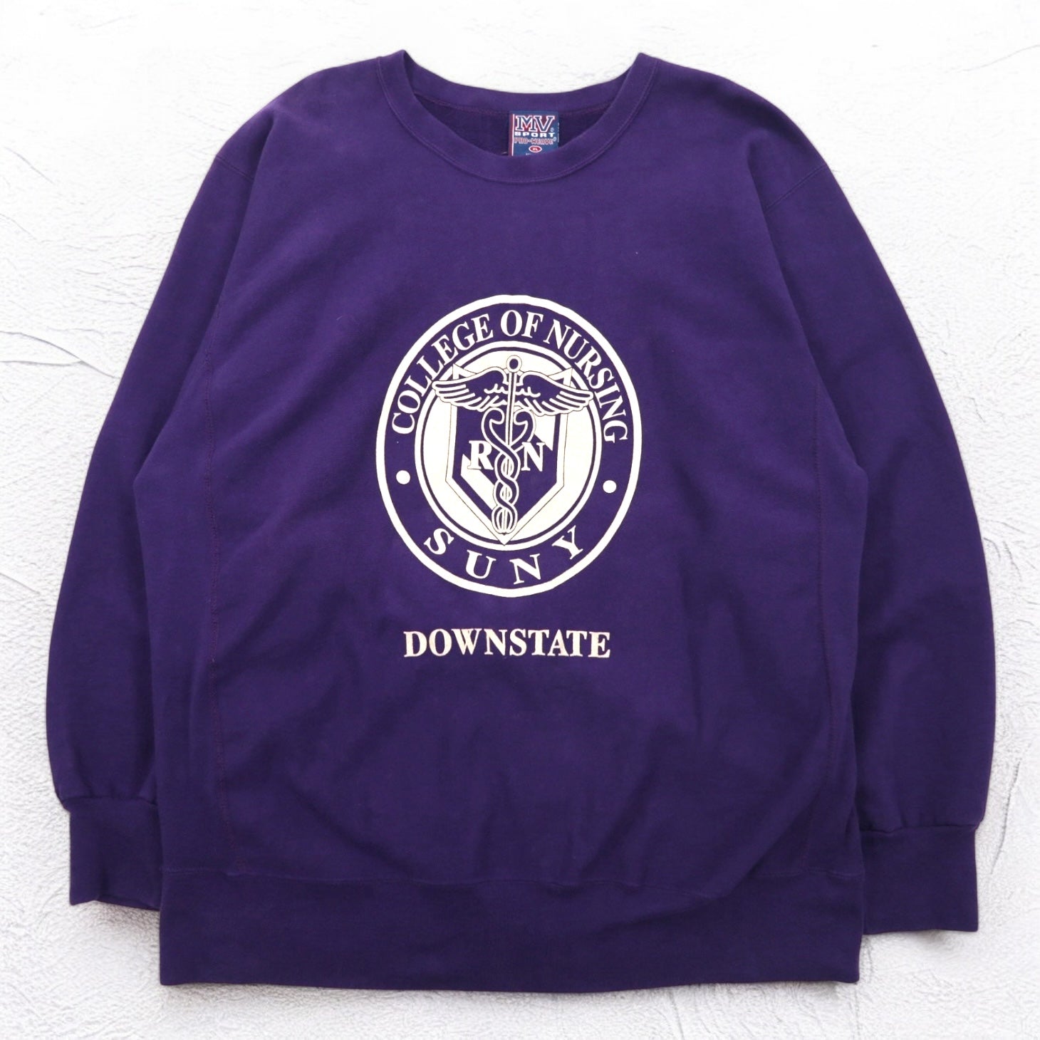MV SPORT 90s Reverse Weave PRO-WEAVE College Print Sweatshirt XL Purple ...